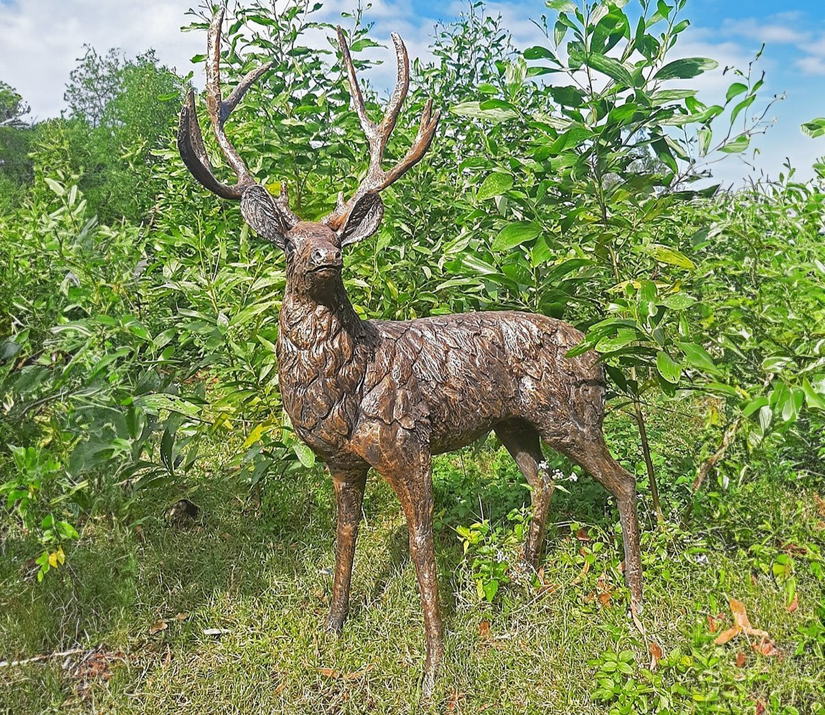 Standing Stag XL Bronze Statue - Tyne Valley Garden Centre